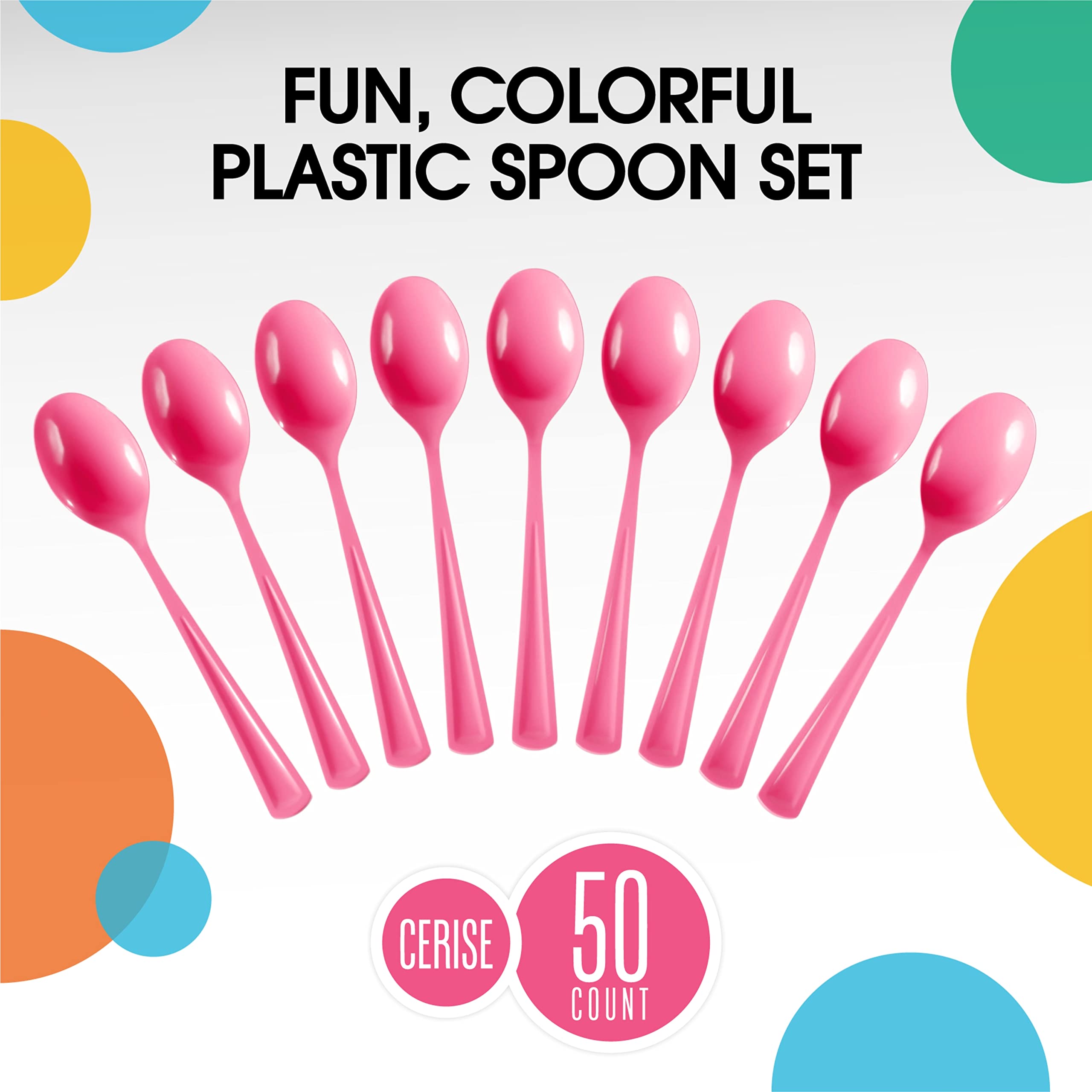 Hot Pink Plastic Spoons 50 Count
