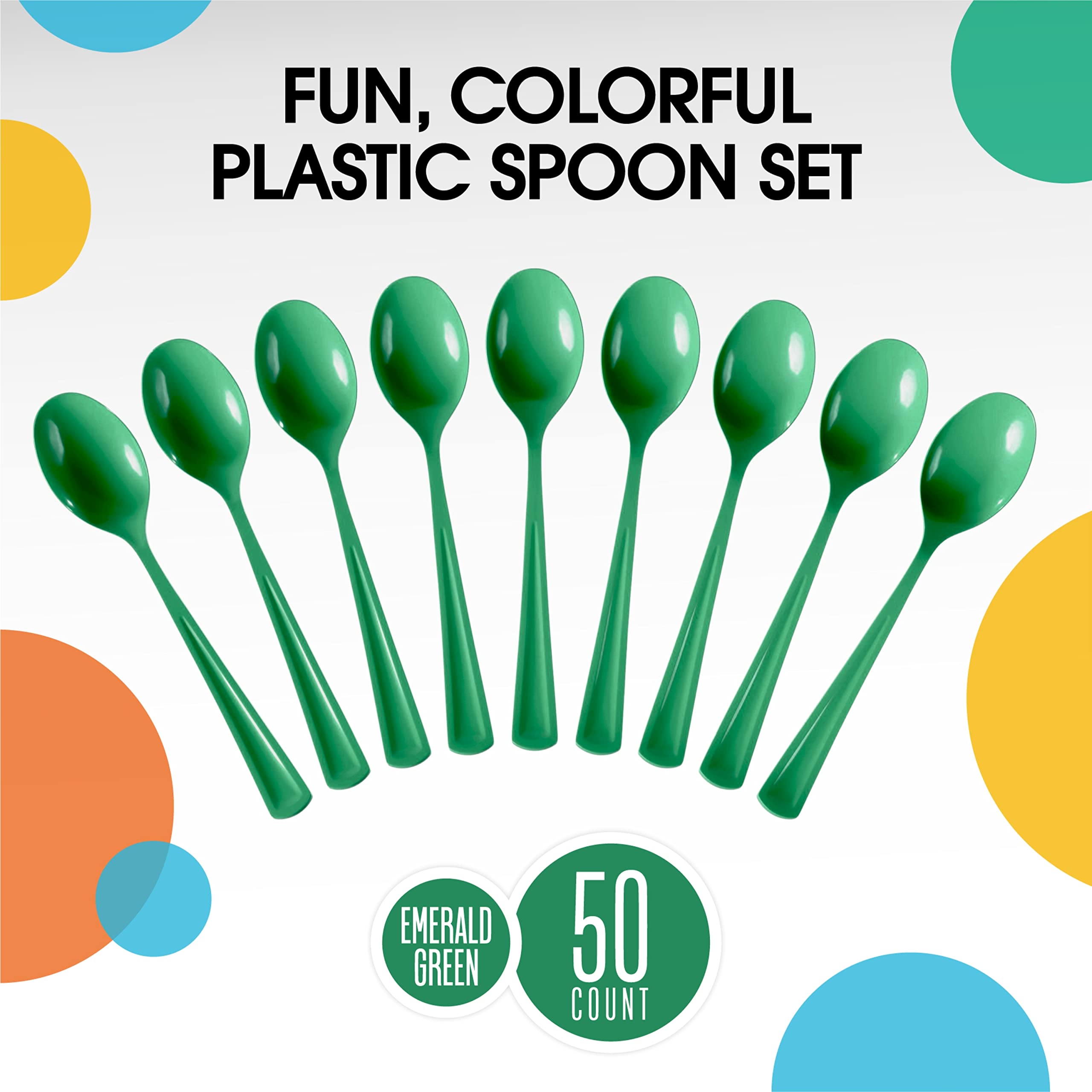 Emerald Green Plastic Spoons 50 Count