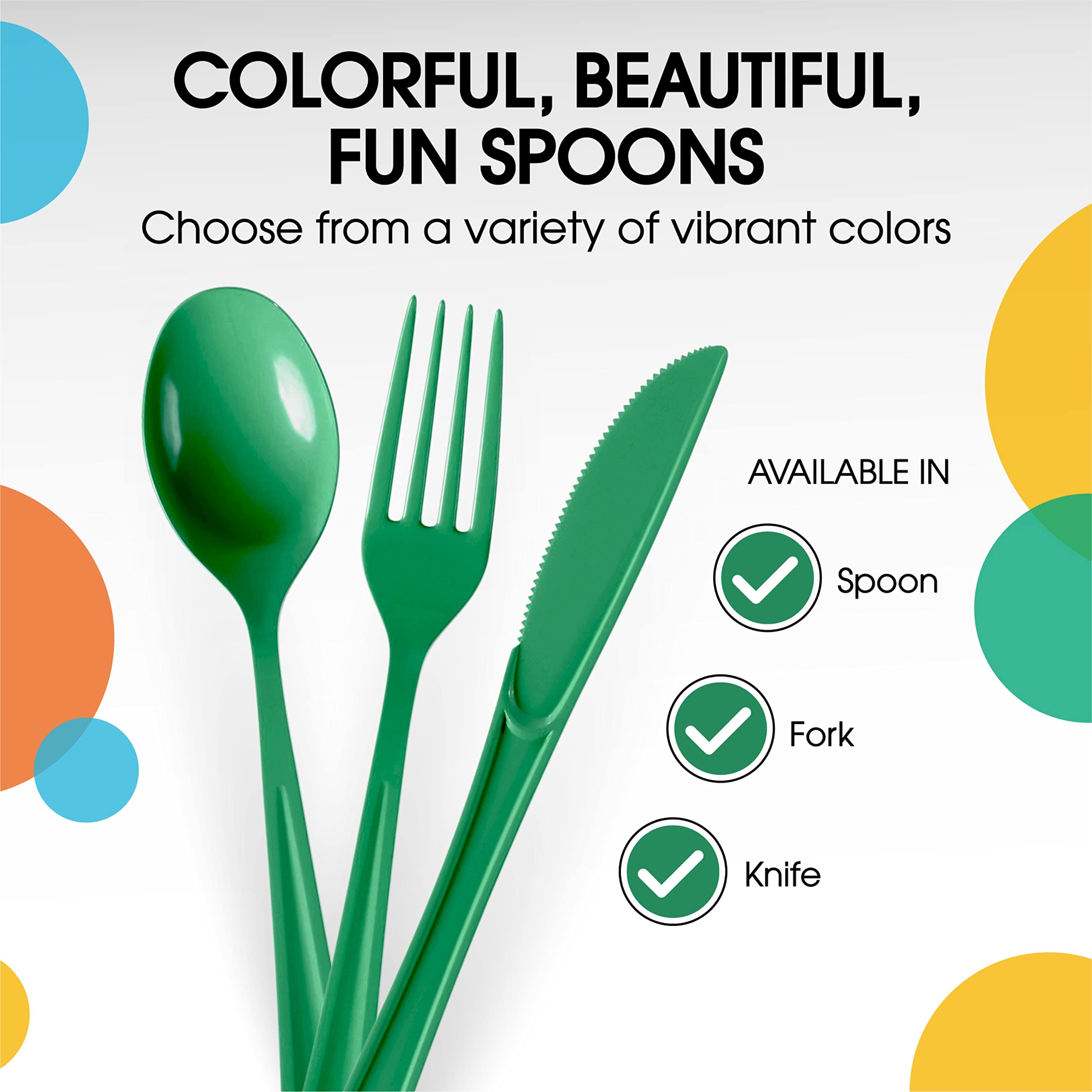 Emerald Green Plastic Spoons 50 Count