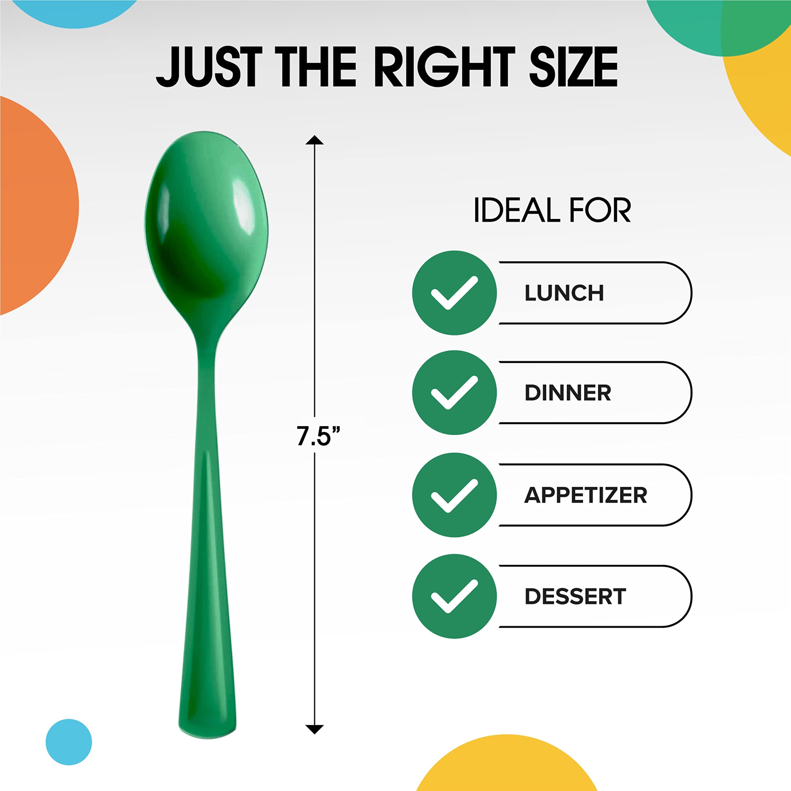 Emerald Green Plastic Spoons 50 Count