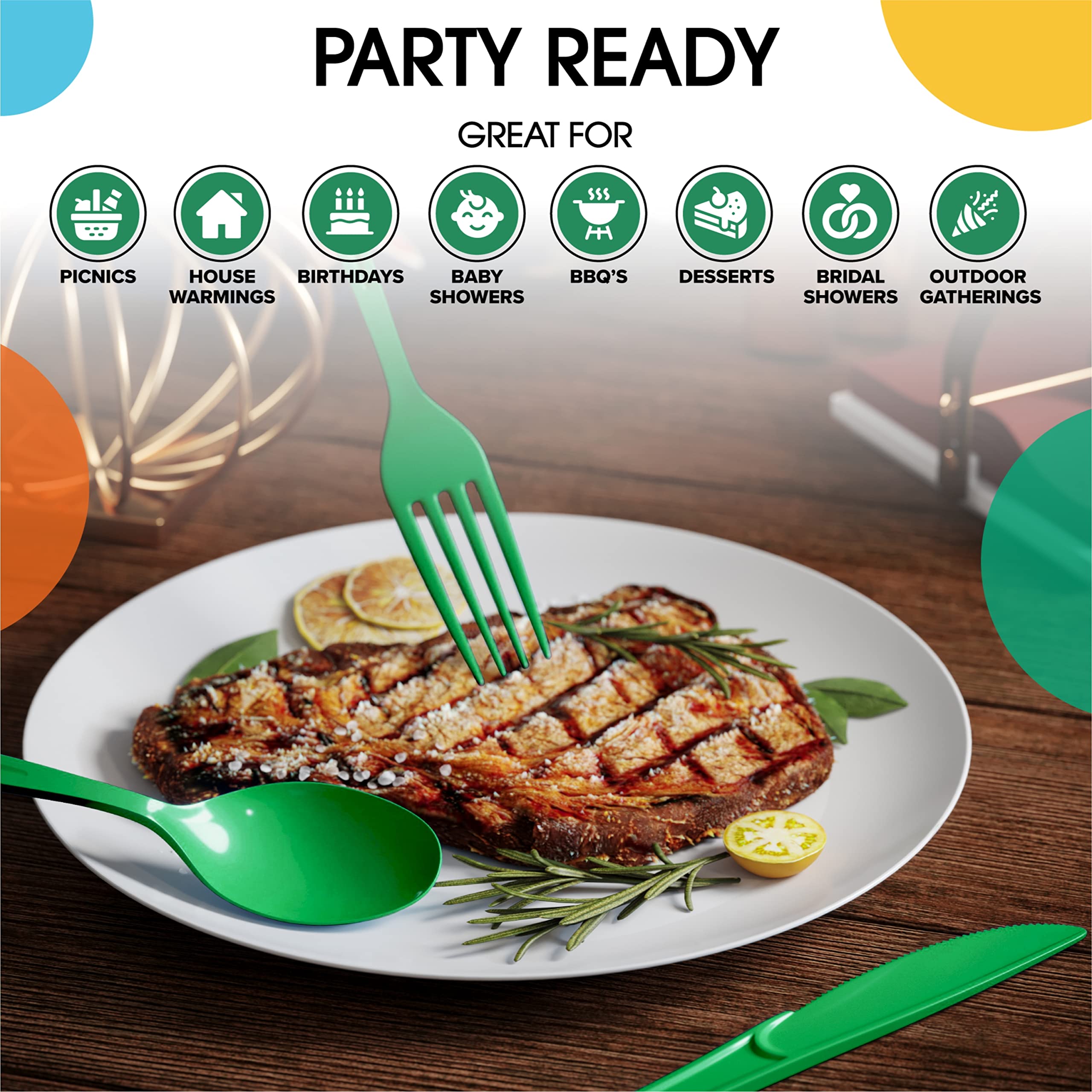 Emerald Green Plastic Spoons 50 Count