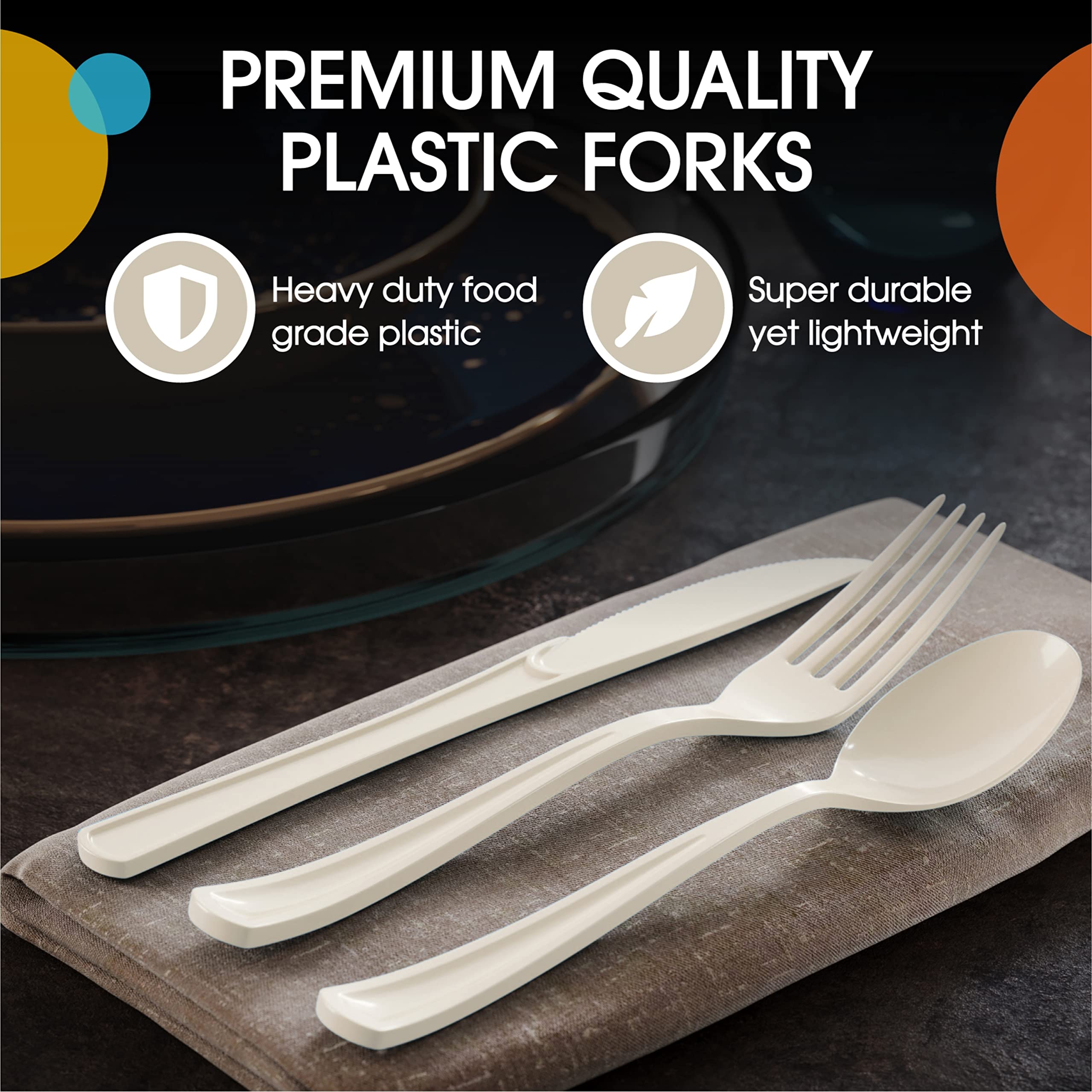 Heavy Duty Ivory Plastic Forks 50 Ct.