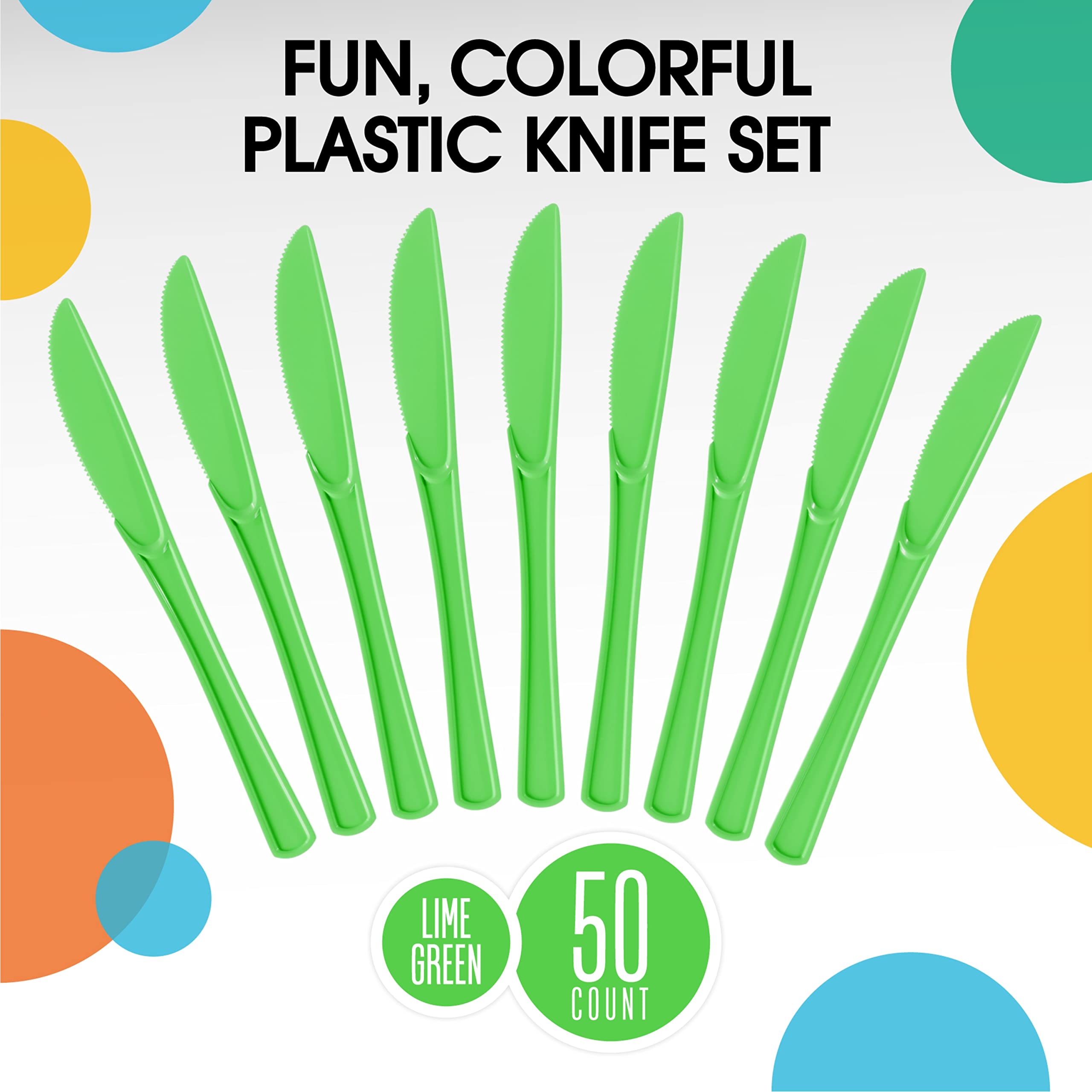 Lime Green Plastic Knives 50 Count