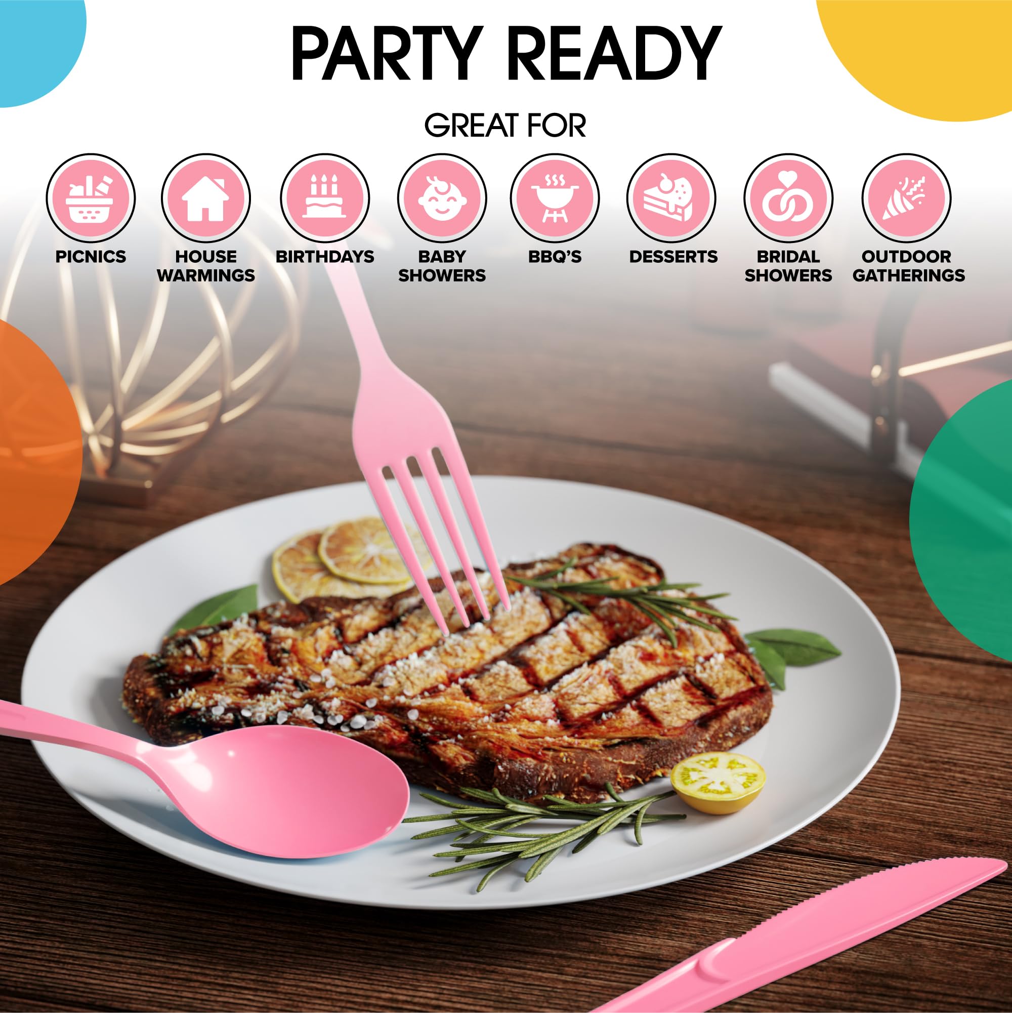 Heavy Duty Pink Plastic Forks 50 Ct.