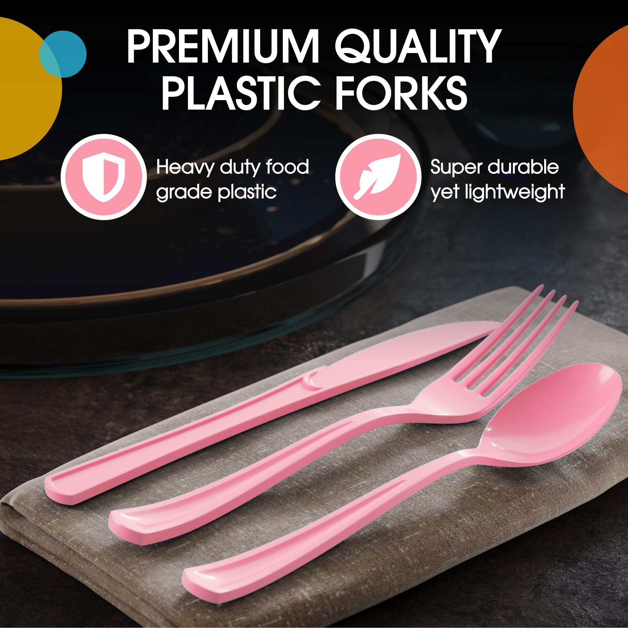 Heavy Duty Pink Plastic Forks 50 Ct.