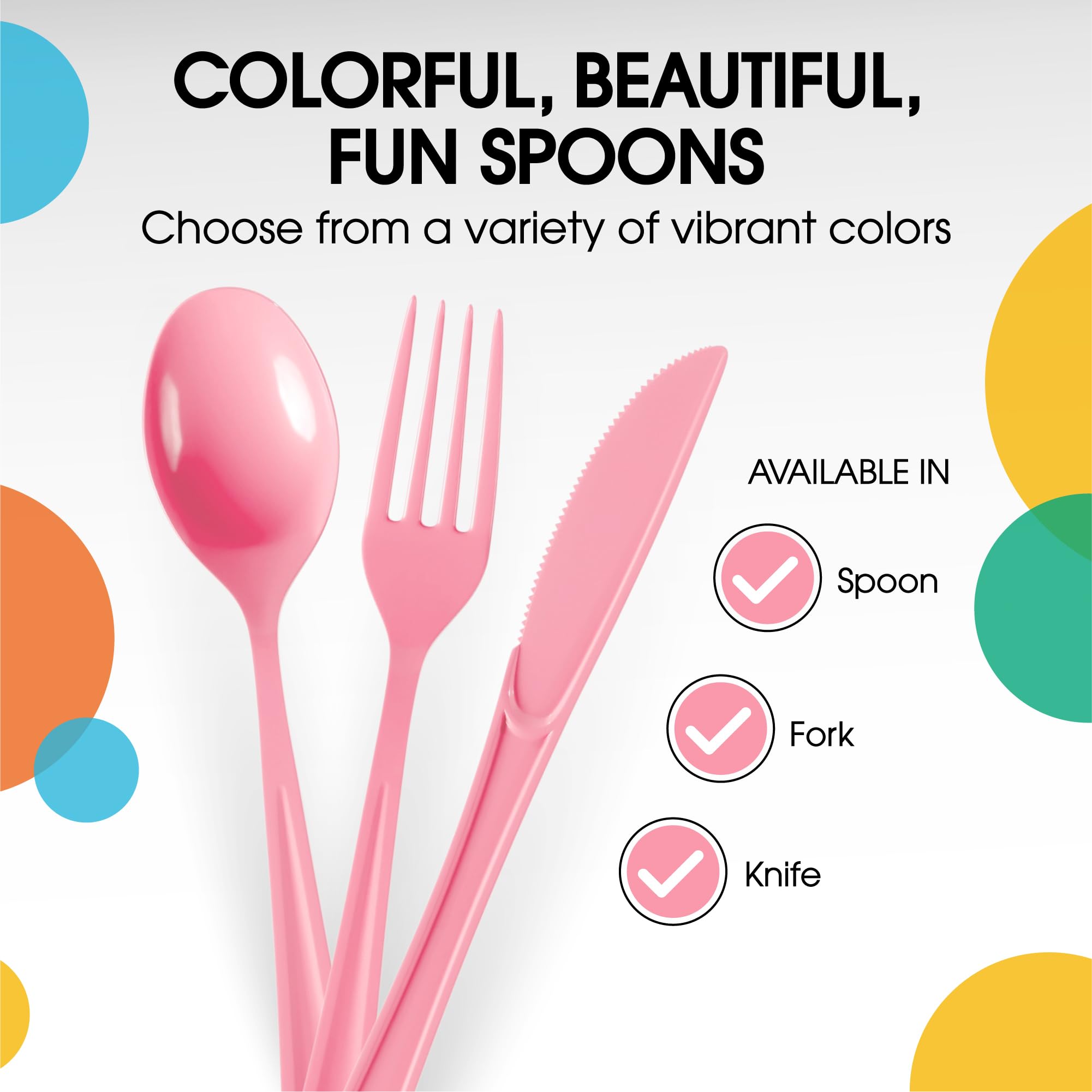 Pink Plastic Spoons 50 Count