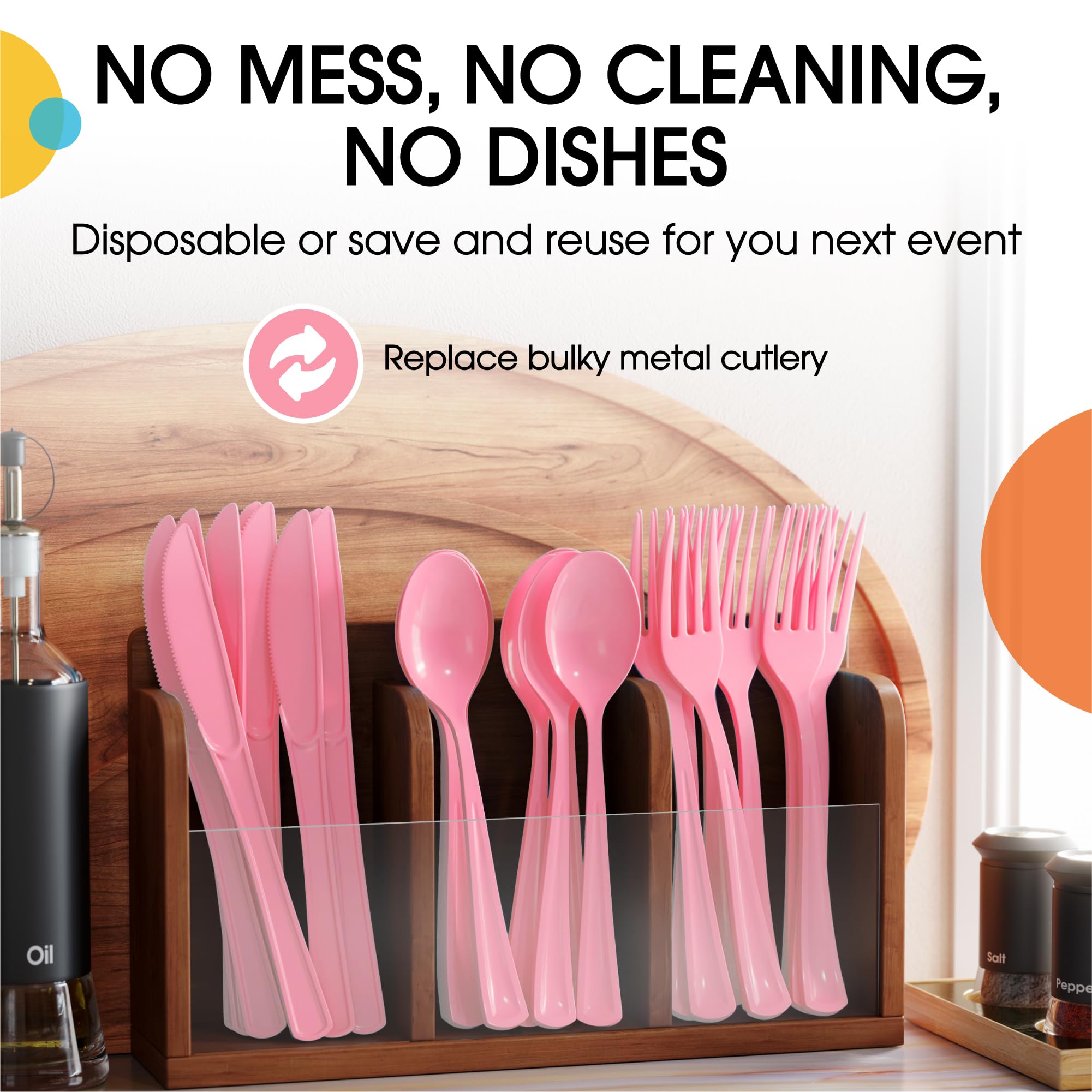 Pink Plastic Spoons 50 Count