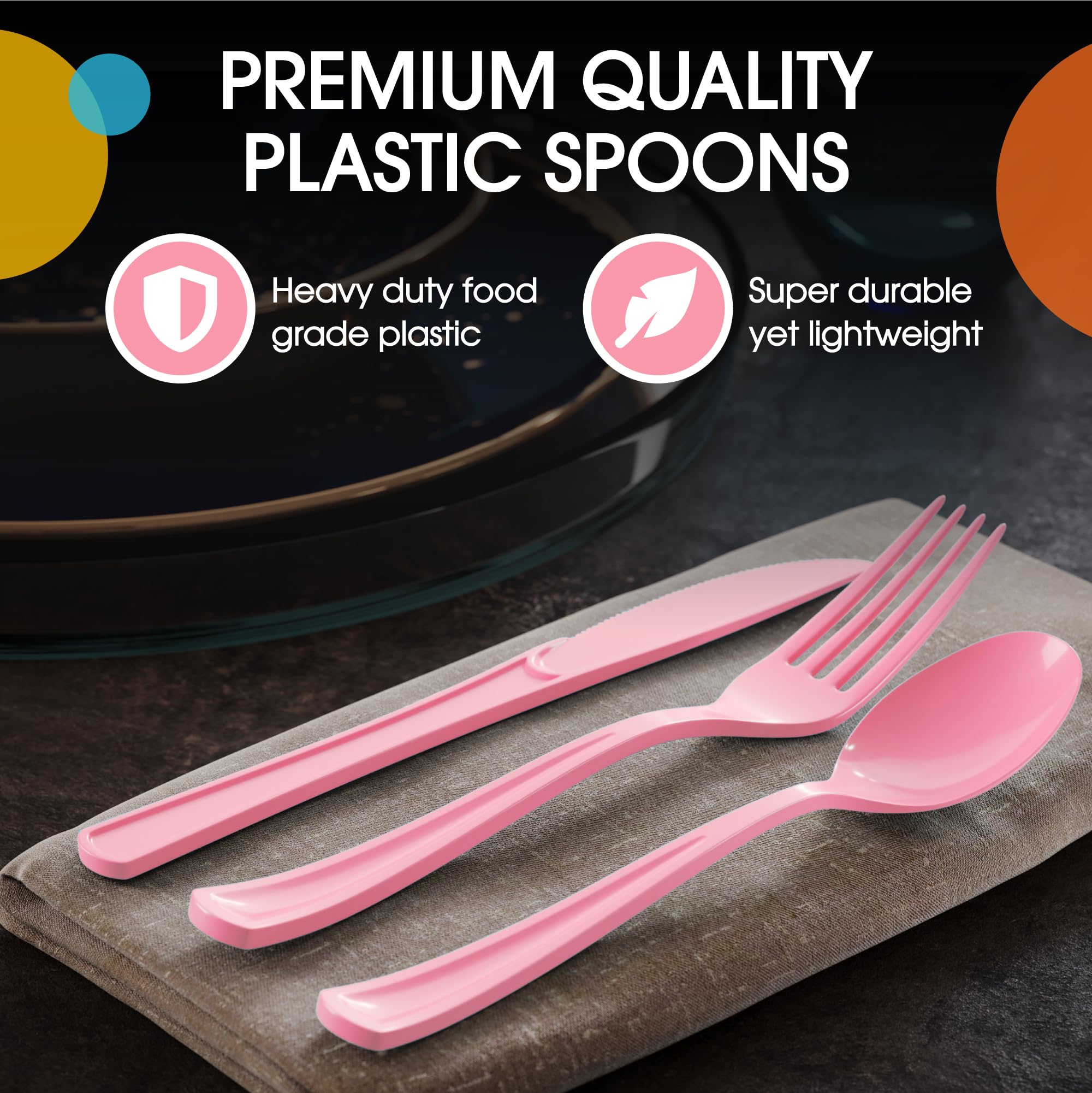 Pink Plastic Spoons 50 Count