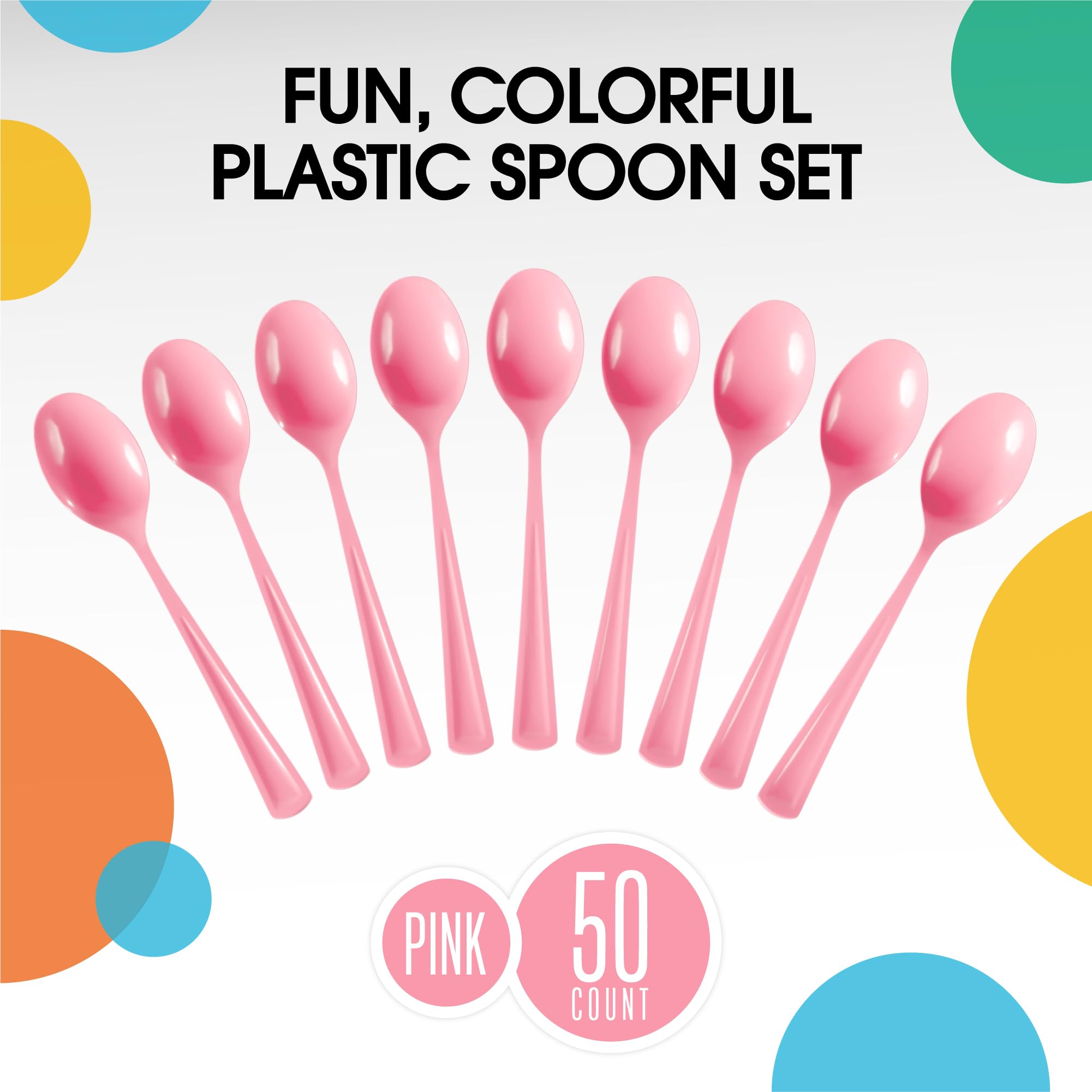 Pink Plastic Spoons 50 Count
