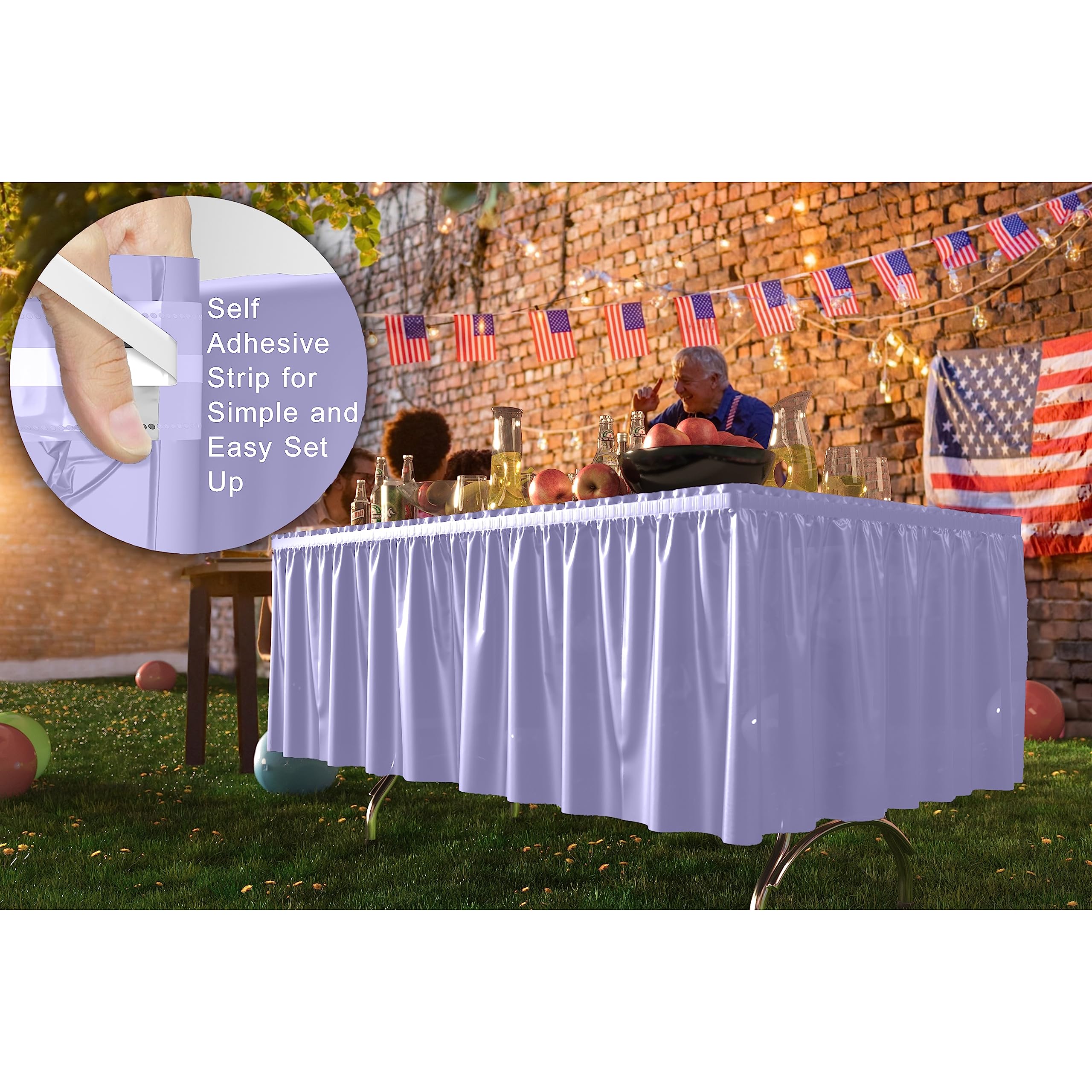 Lavender plastic table skirt
