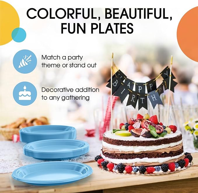 7in. Light Blue bulk pack plastic plates 50 Ct.