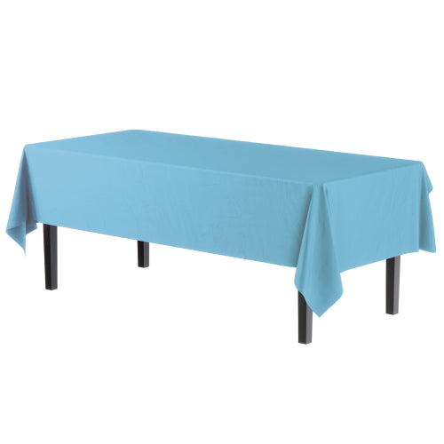Premium Sky Blue Plastic Table Cover - 54 In. x 108 In.