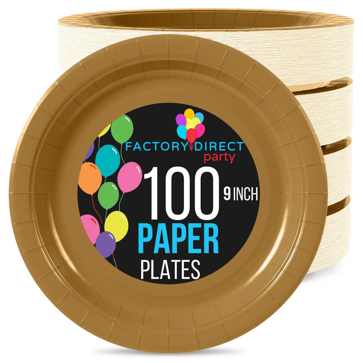 Bulk 9" Gold Paper Plates - 100 Ct.