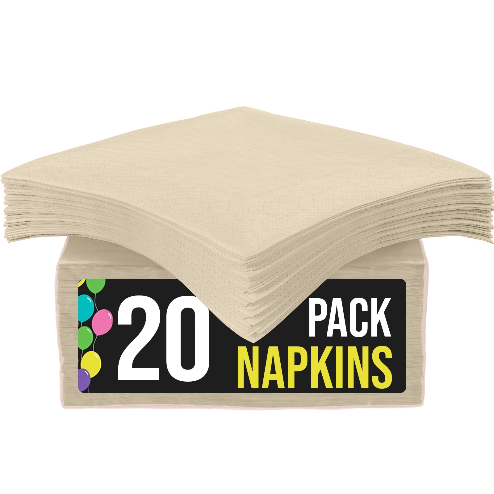 Ivory Beverage Napkins - 20 Ct.