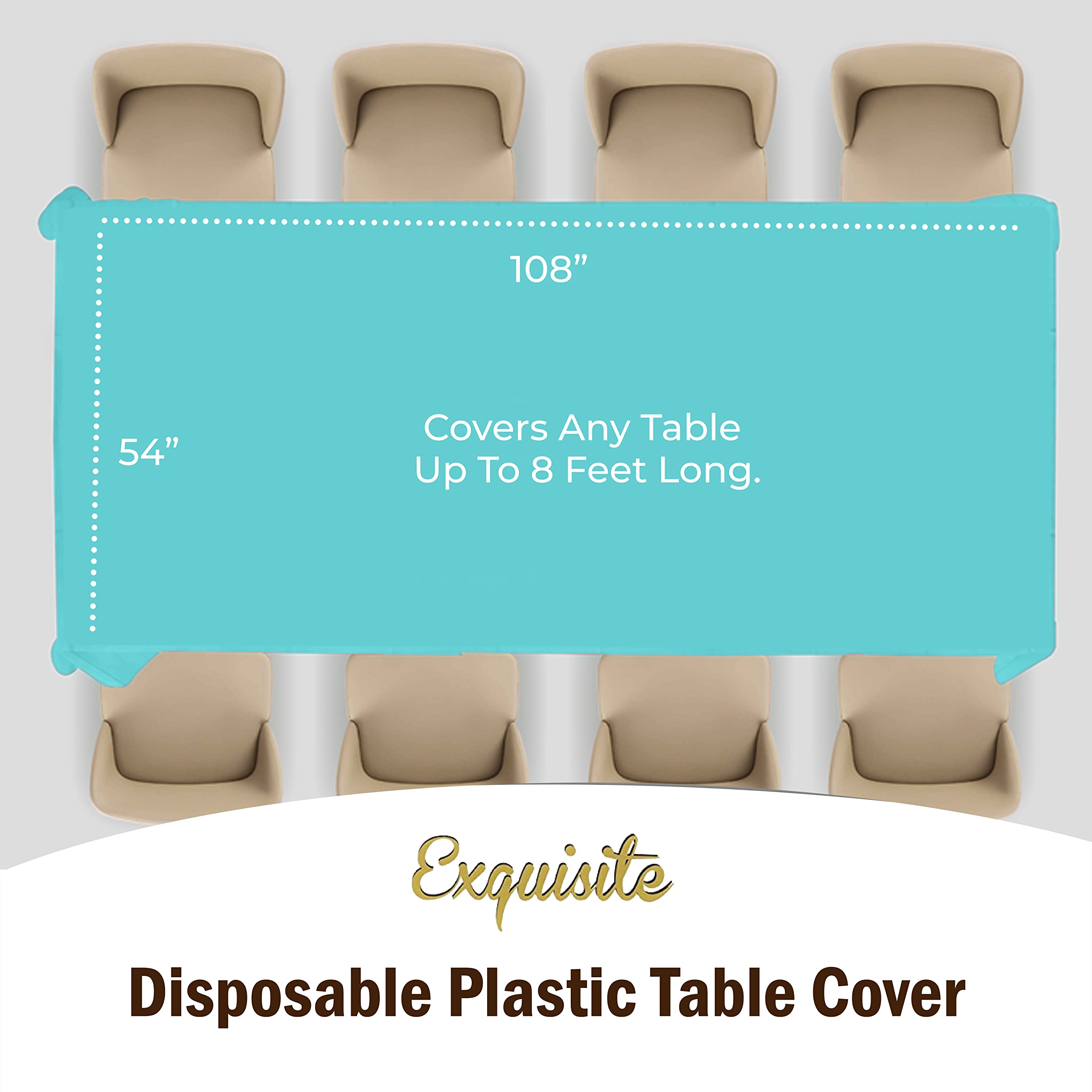Premium Aqua Blue Plastic Table Cover