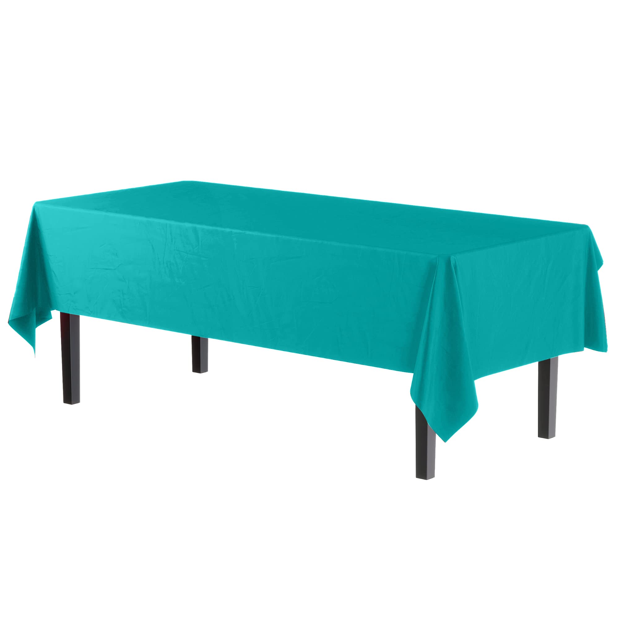 Premium Aqua Blue Plastic Table Cover - 54 In. x 108 In.