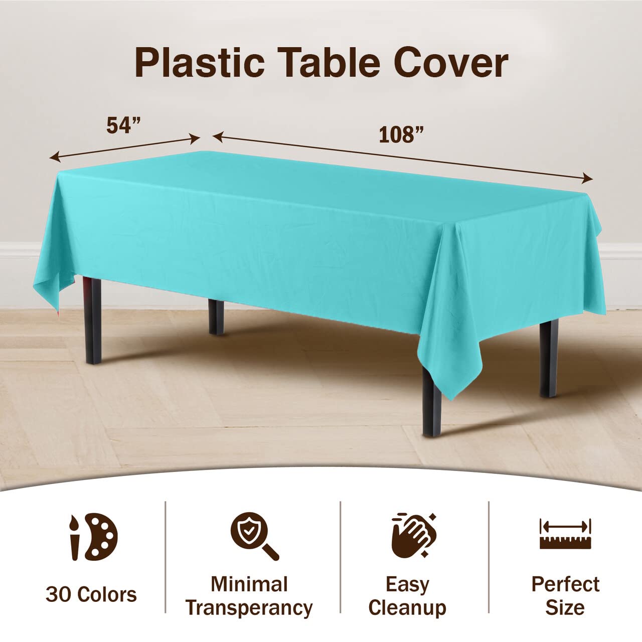 Premium Aqua Blue Plastic Table Cover