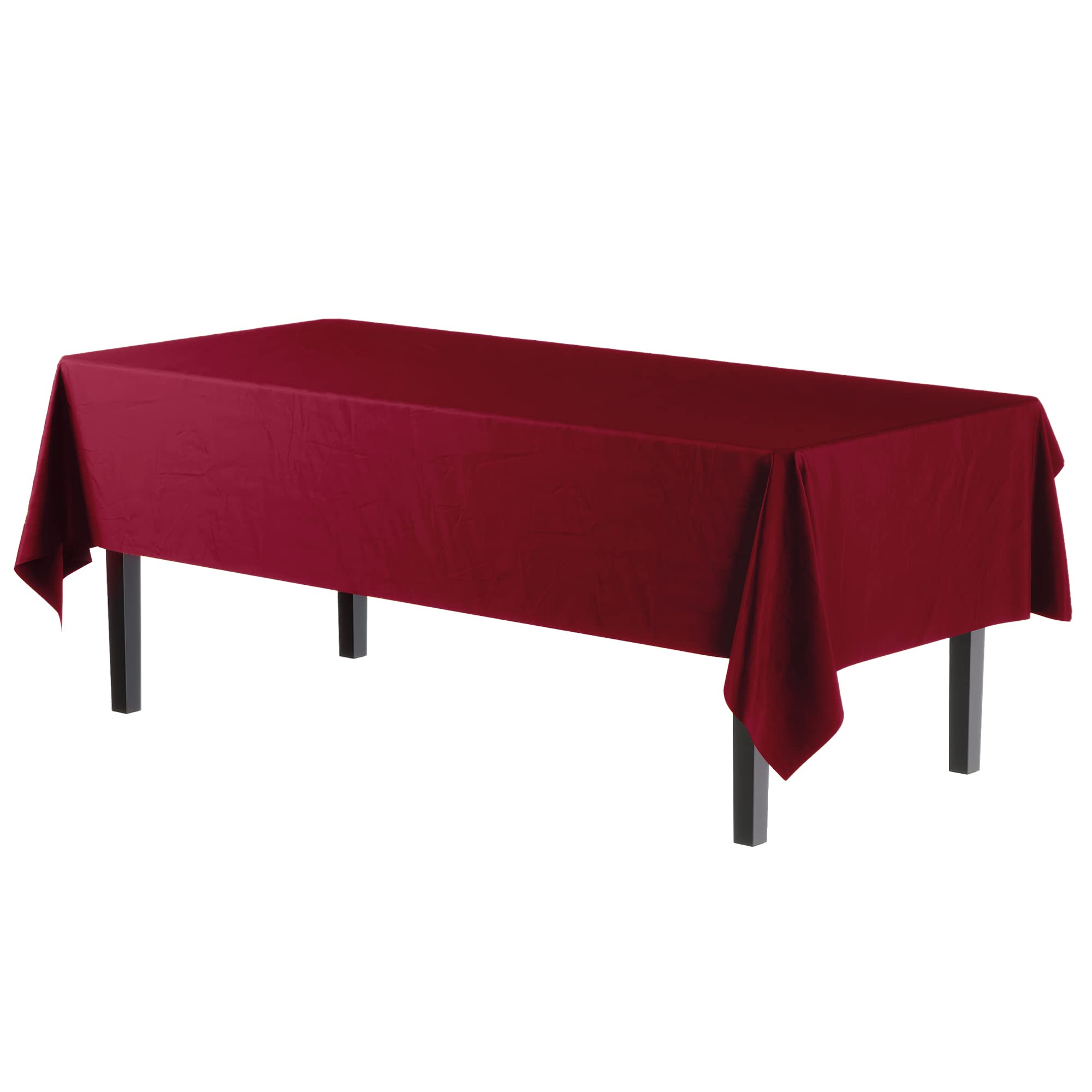 Premium Burgundy Plastic Table Cover - 54 In. x 108 In.