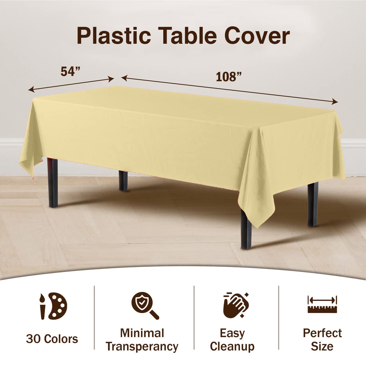 Premium Light Yellow Plastic Table Cover