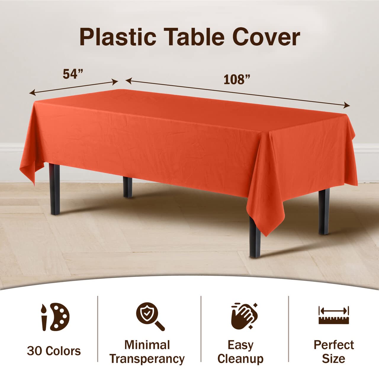 Premium Orange Plastic Table Cover