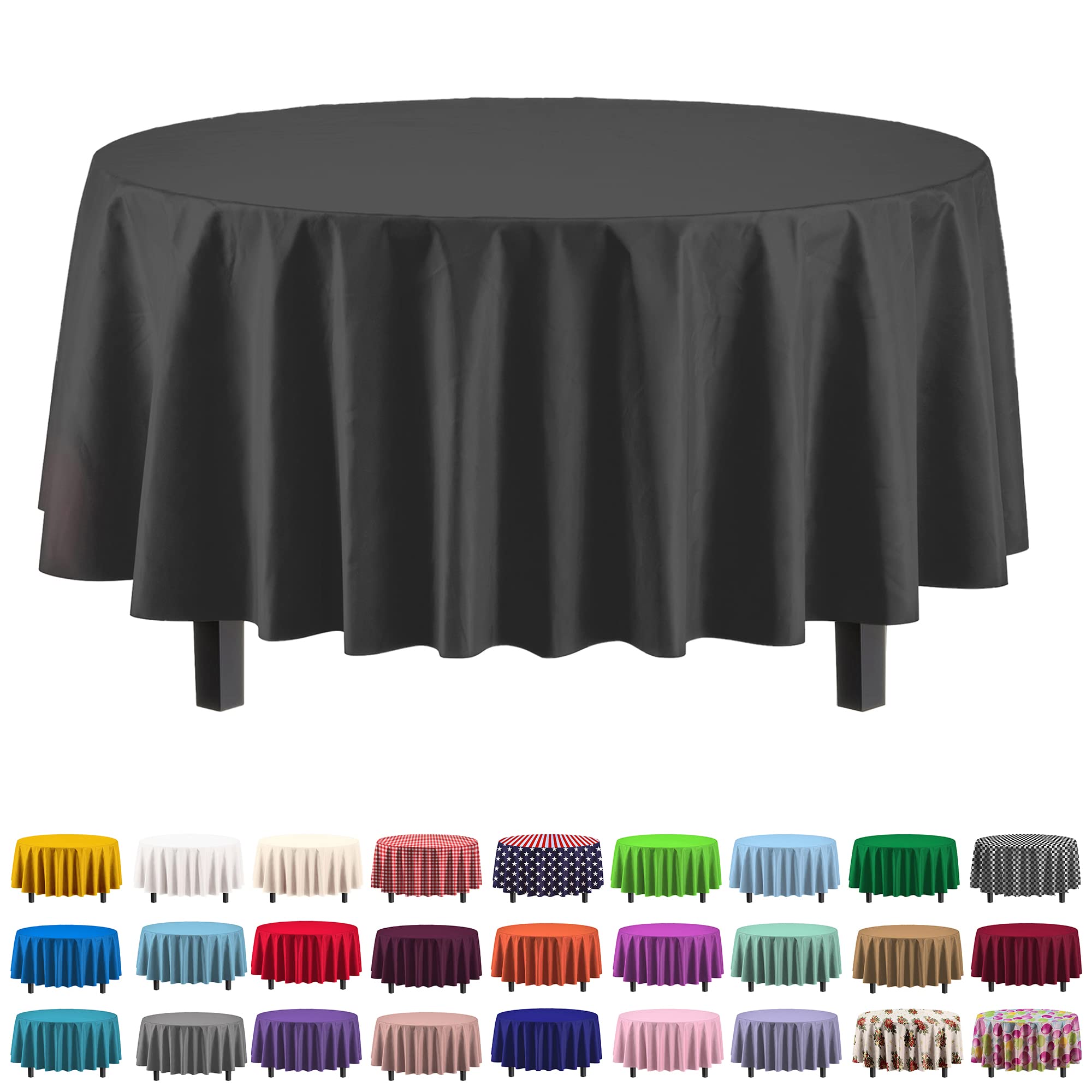 Premium Round Black Plastic Table Cover