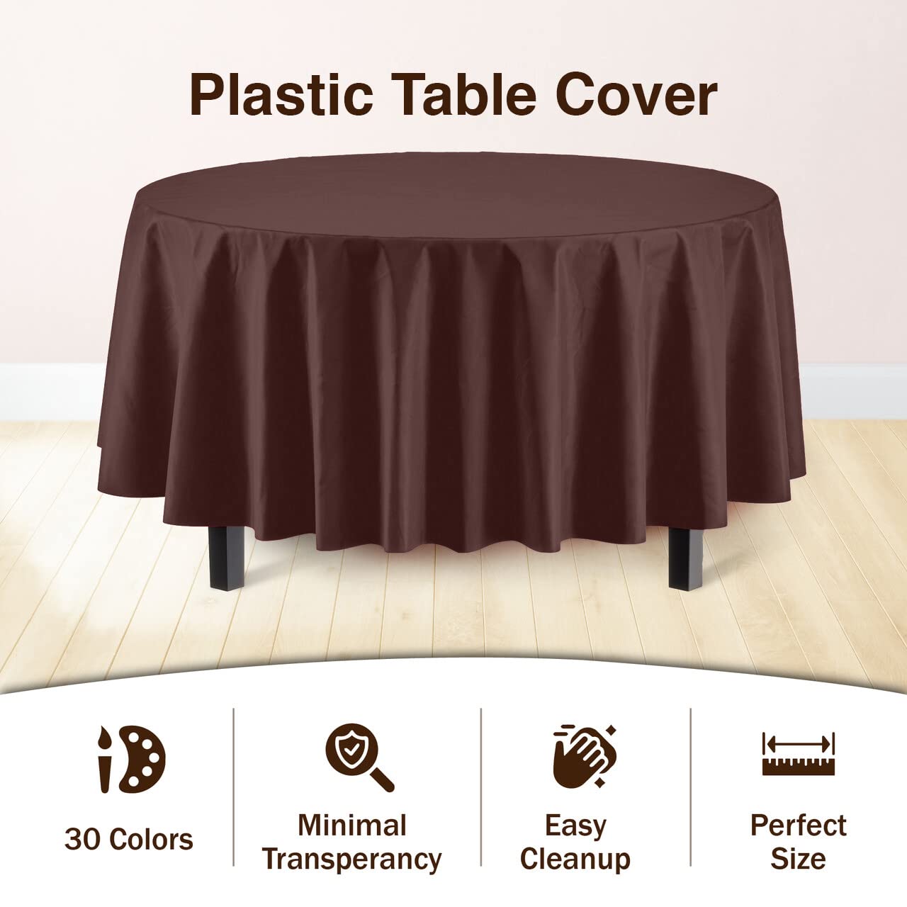 Premium Round Brown Plastic Table Cover