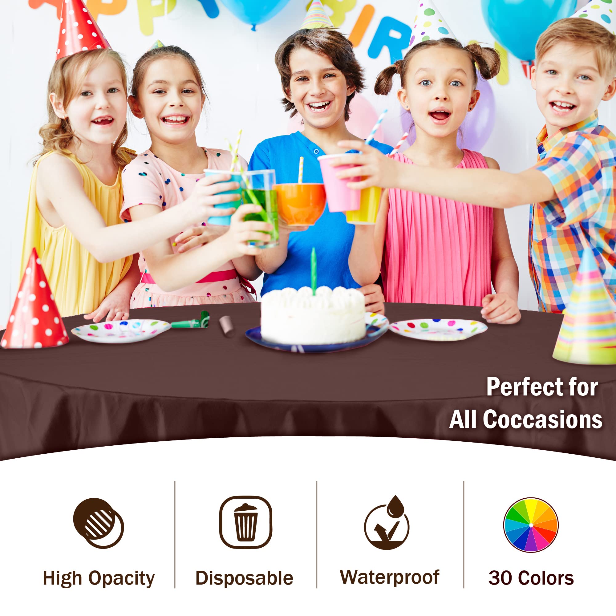 Premium Round Brown Plastic Table Cover