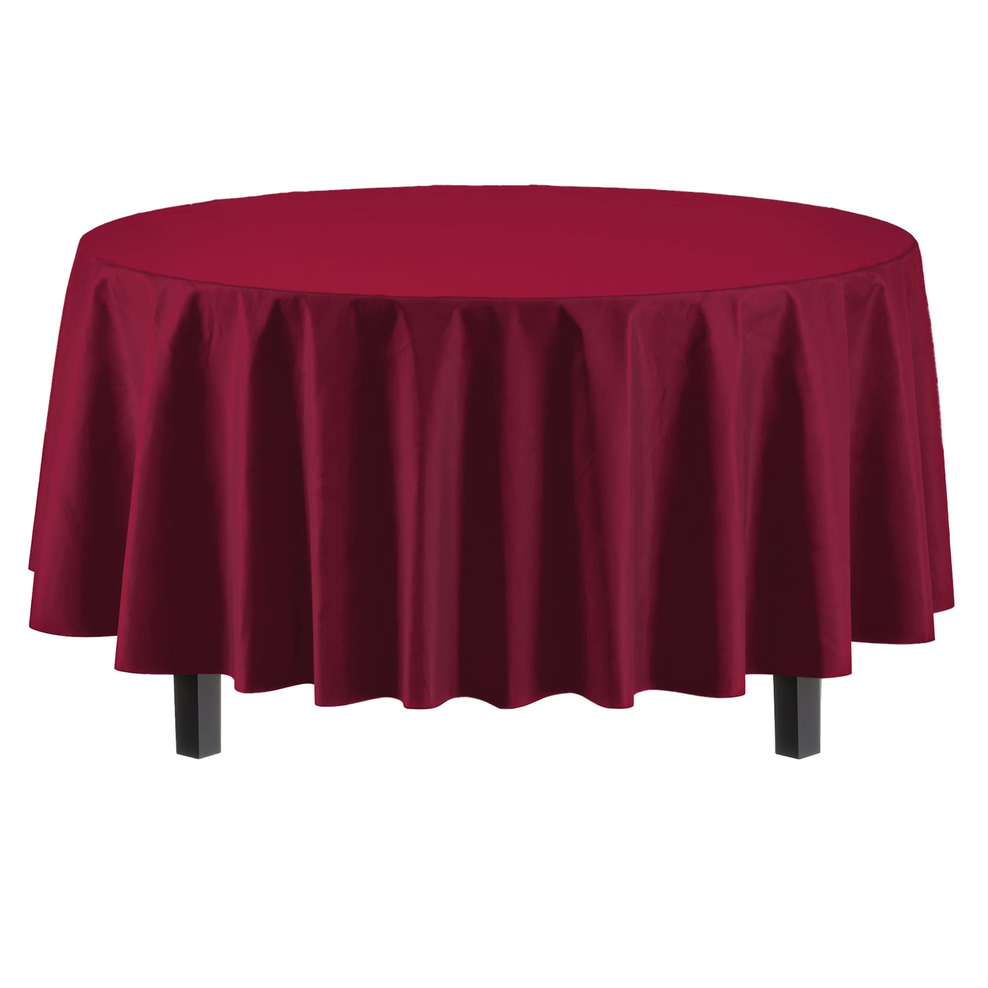 Premium Round Burgundy Plastic Table Cover