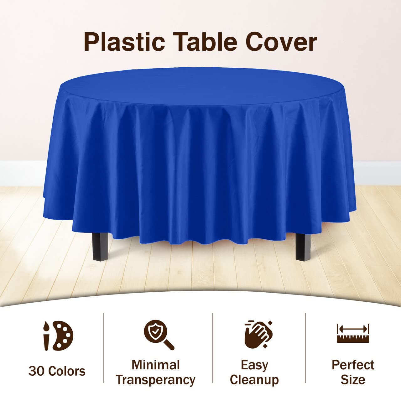 Premium Round Dark Blue Plastic Table Cover
