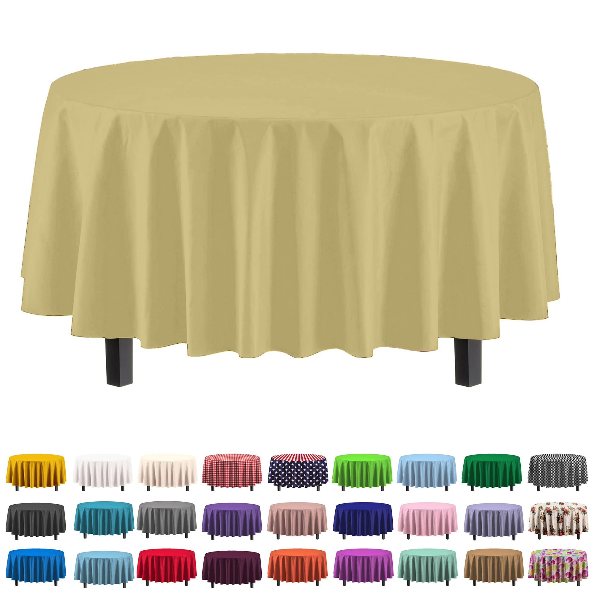 Premium Round Light Yellow Plastic Table Cover