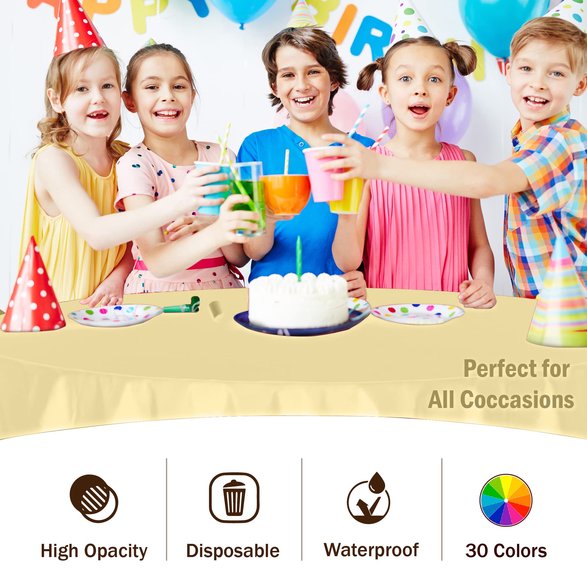 Premium Round Light Yellow Plastic Table Cover