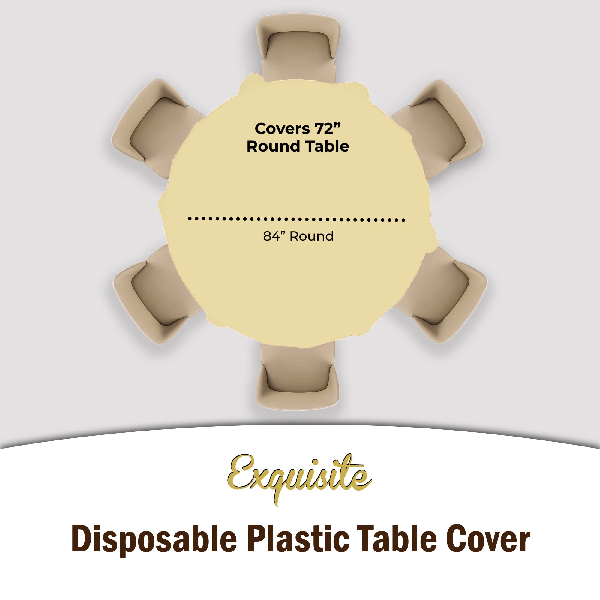 Premium Round Light Yellow Plastic Table Cover