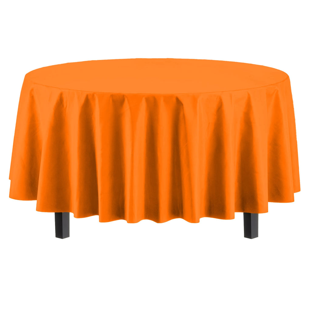 Premium Round Orange Plastic Table Cover