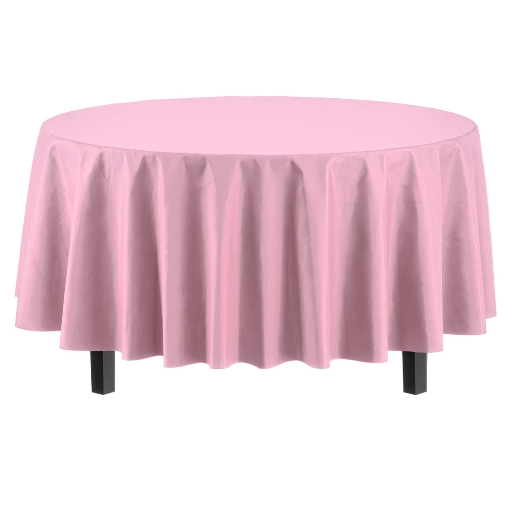 Premium Round Pink Plastic Table Cover