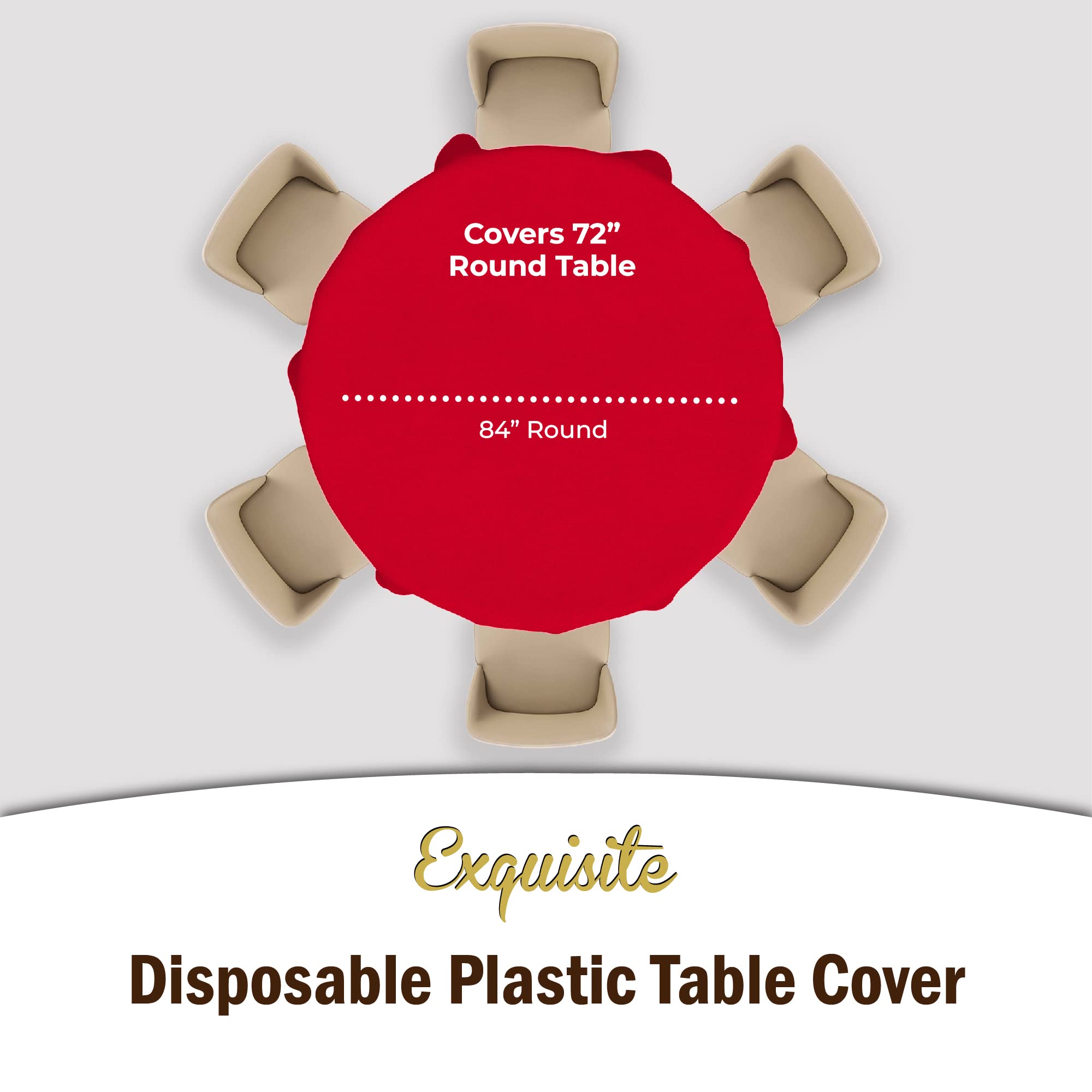 Premium Round Red Plastic Table Cover