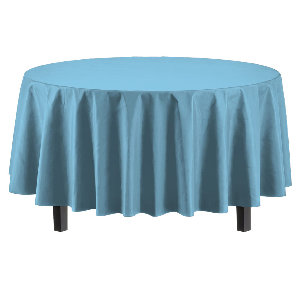 Premium Round Sky Blue Plastic Table Cover