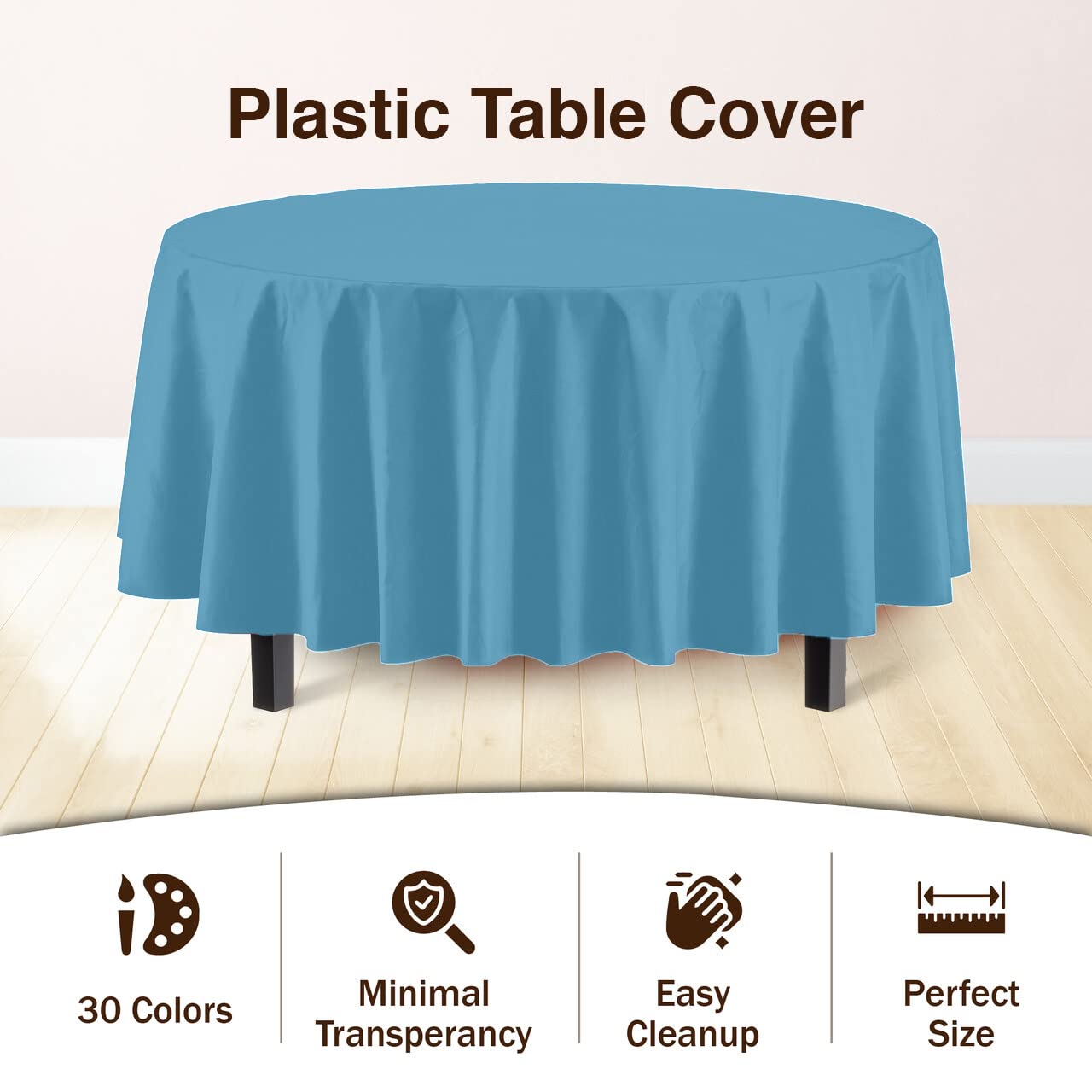 Premium Round Sky Blue Plastic Table Cover