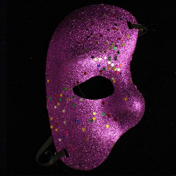 Purple 4'x7" Half Face Glitter Mask, (2)