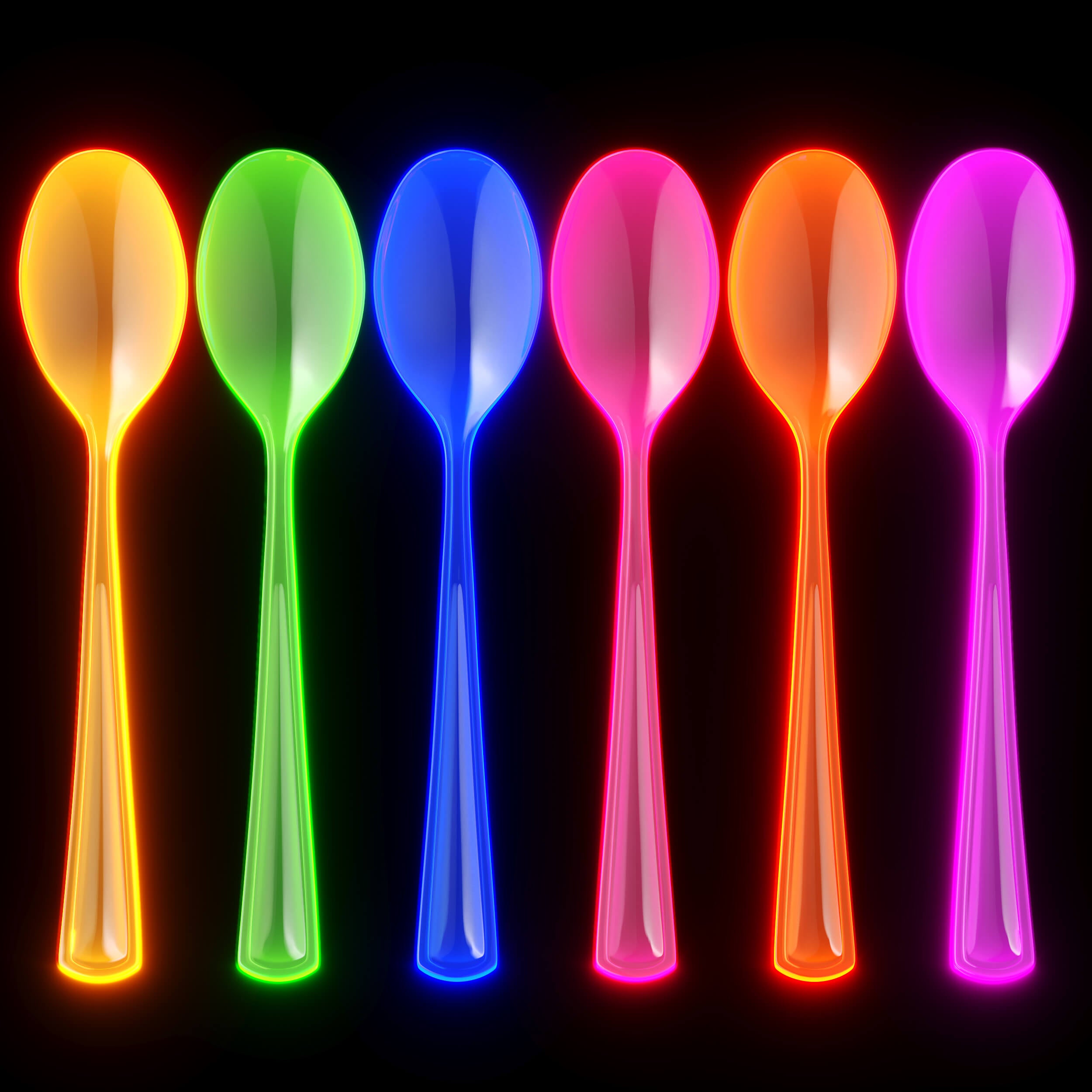 Neon Plastic Spoons 60 Count