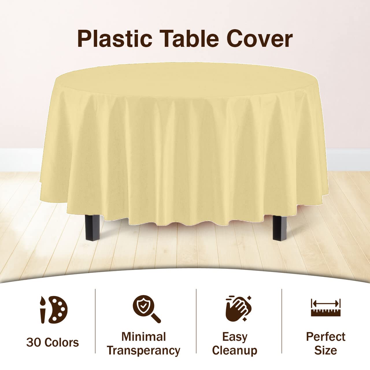 Light Yellow Round Plastic table cloth
