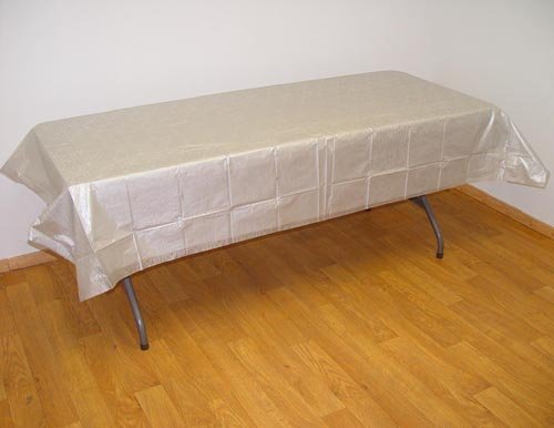 Silver Floral plastic table cover