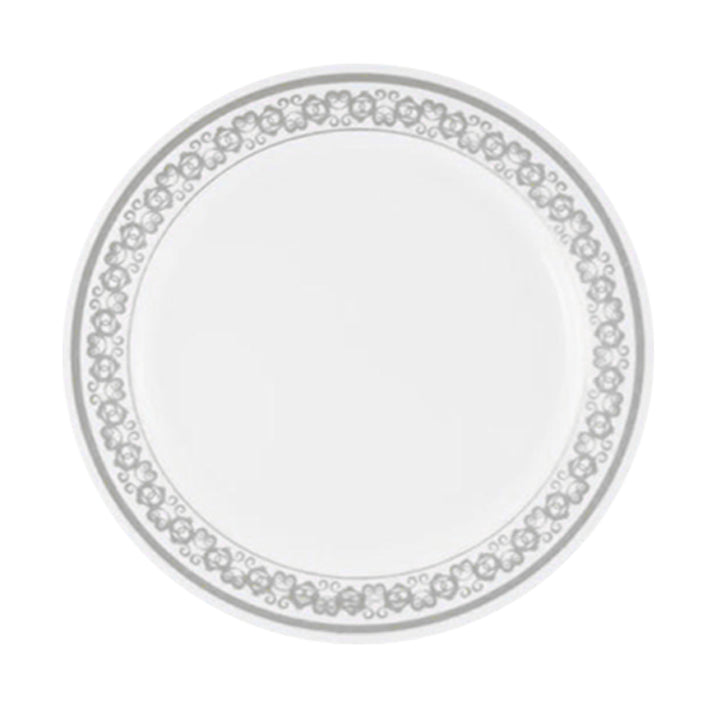 10 In. Elegant Silver Filigree Design Plastic Plates - 10 Ct.