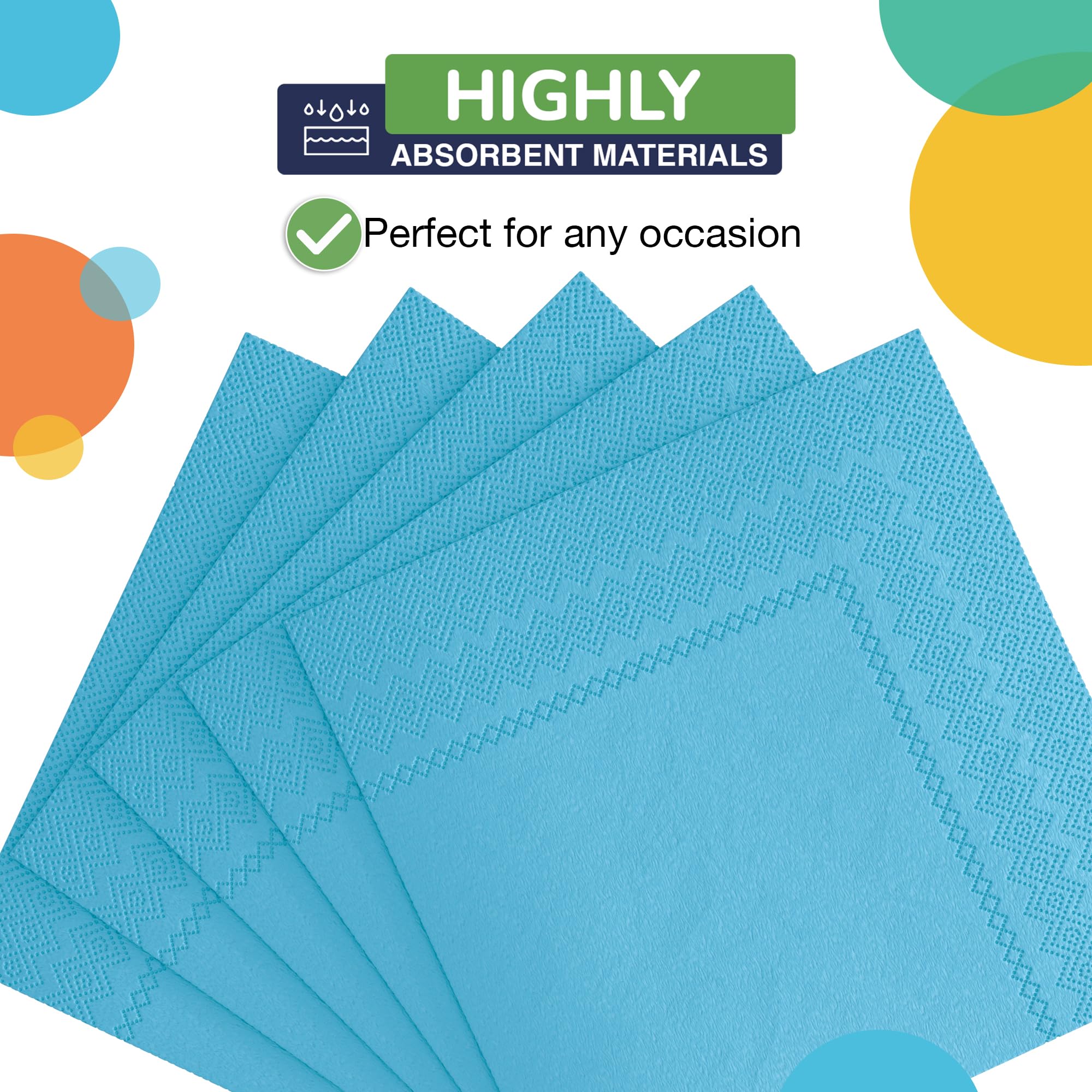 Turquoise Beverage Napkins - 50 Ct.