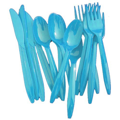 Turquoise Bulk Plastic Cutlery Combo Pack - 48 Ct.
