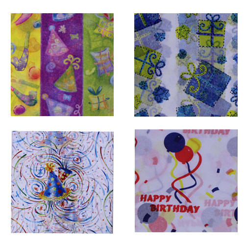 Assorted Birthday Designs and Birthday themed tissue paper