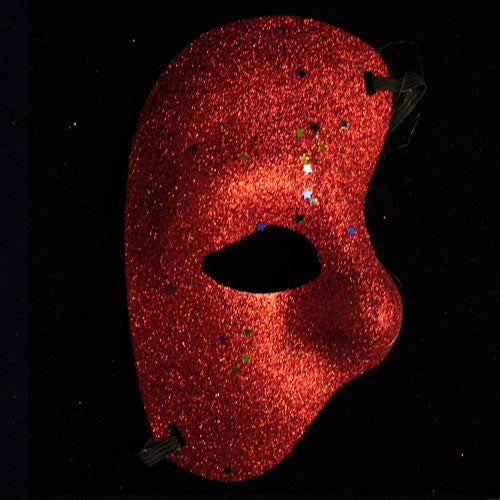 Red 4'x7" Half Face Glitter Mask, (2)