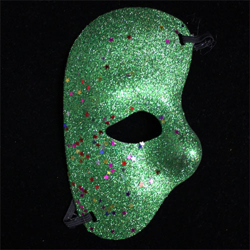 Green 4'x7" Half Face Glitter Mask, (2)