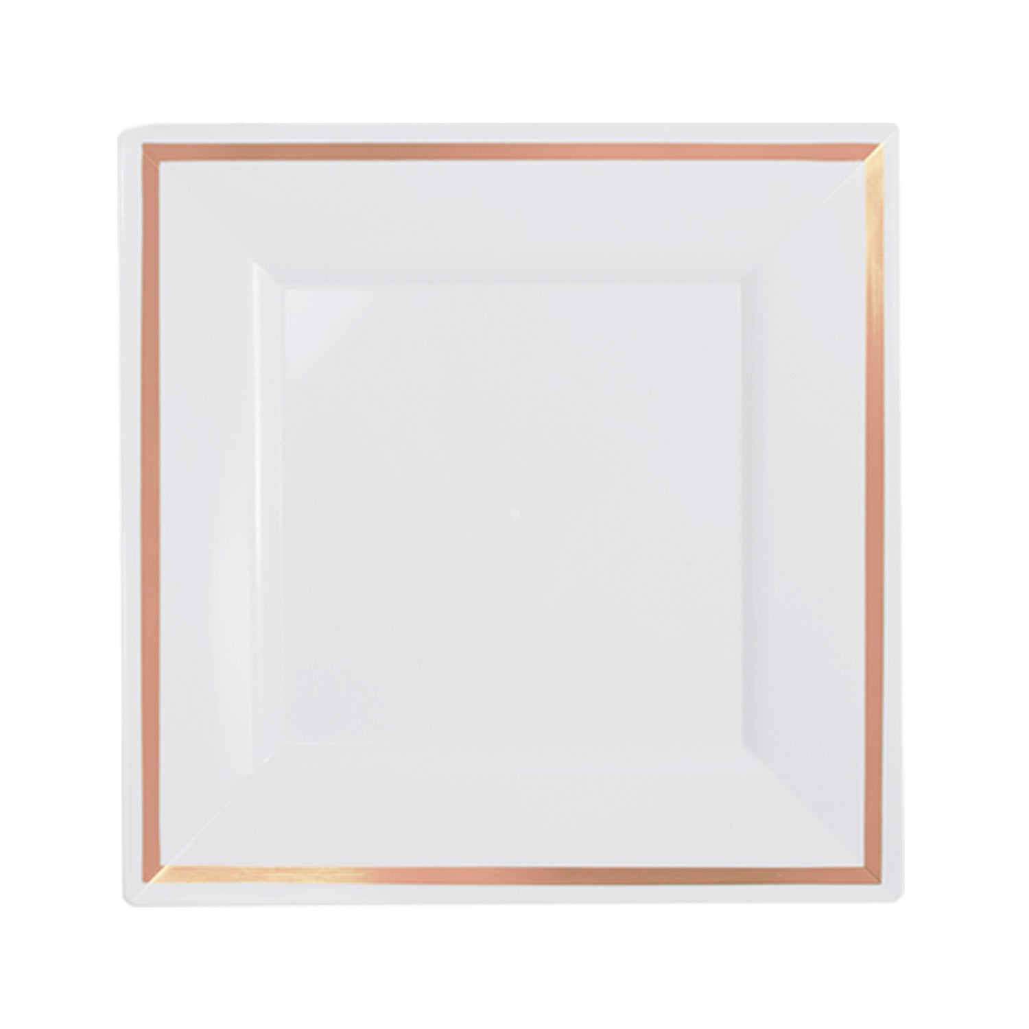 8 In. White/Rose Gold Line Square Elegant Plates - 10 Ct.
