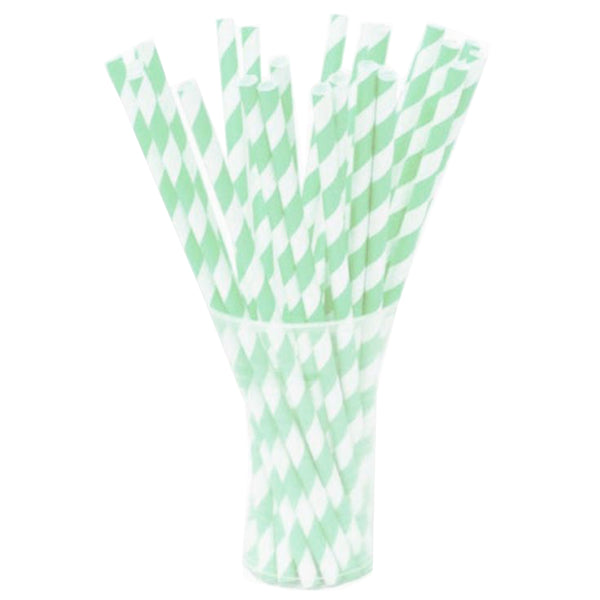 Mint Paper Straws | Mint Striped Straws