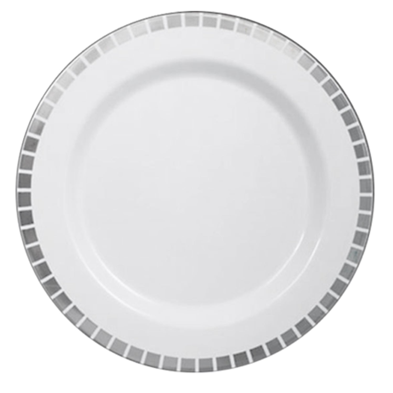 10.25 In. White/Silver Slit Design Elegant Plates - 10 Ct.